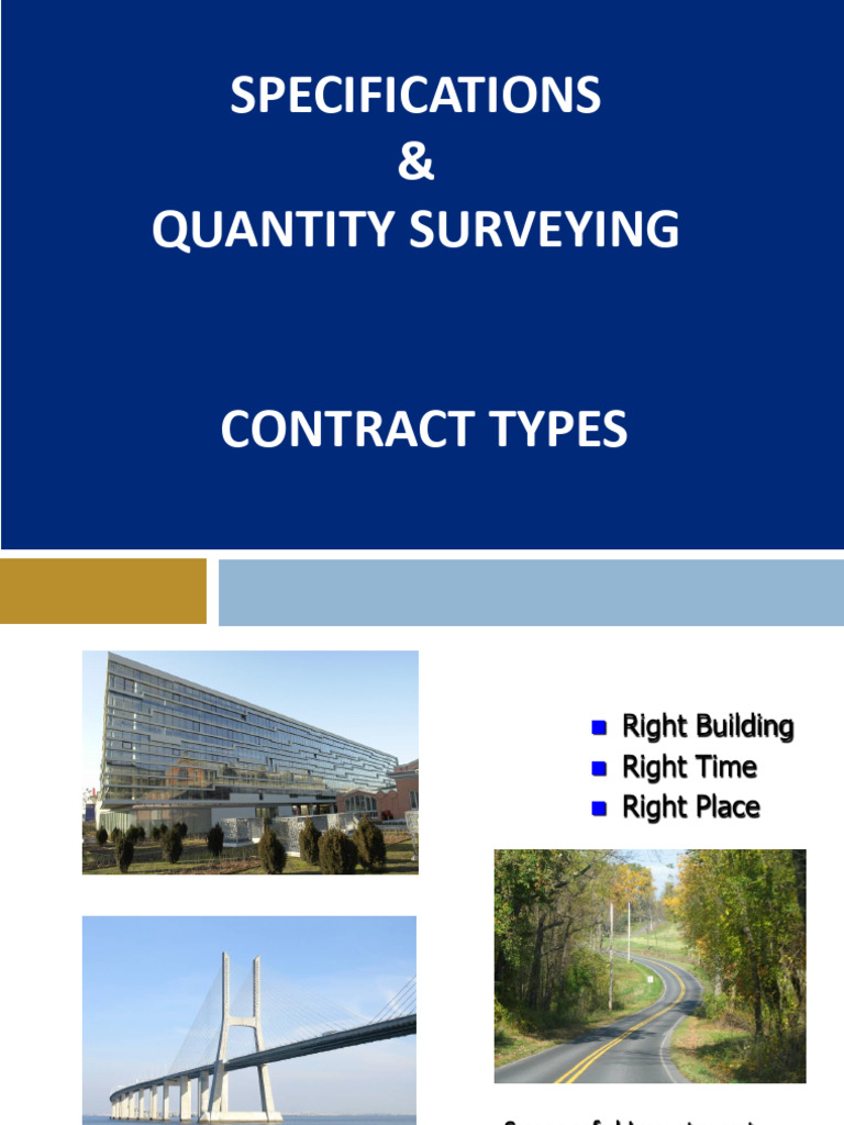 Specifications & Quantity Surveying - Contract Types | PDF