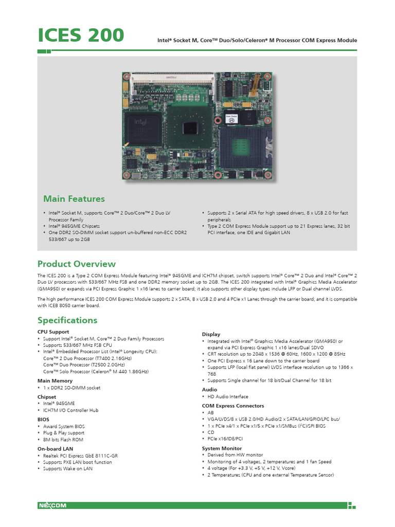 ICES 200 COM Express Module Overview | PDF | Computer Hardware ...