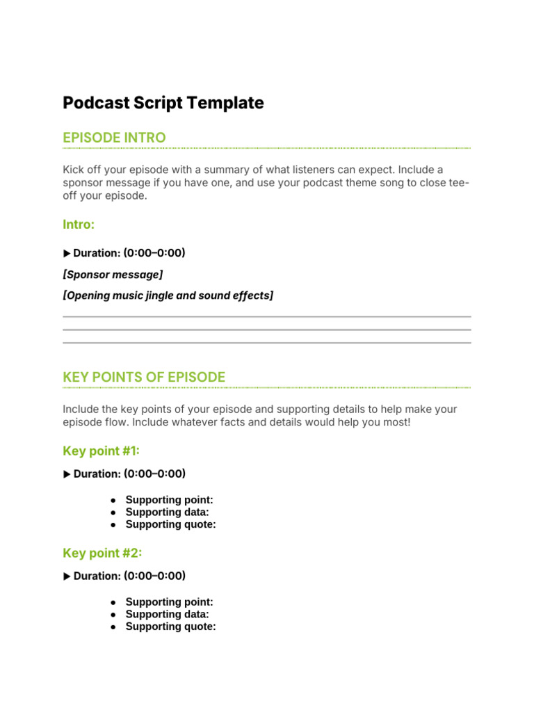 Podcast Script Template | PDF