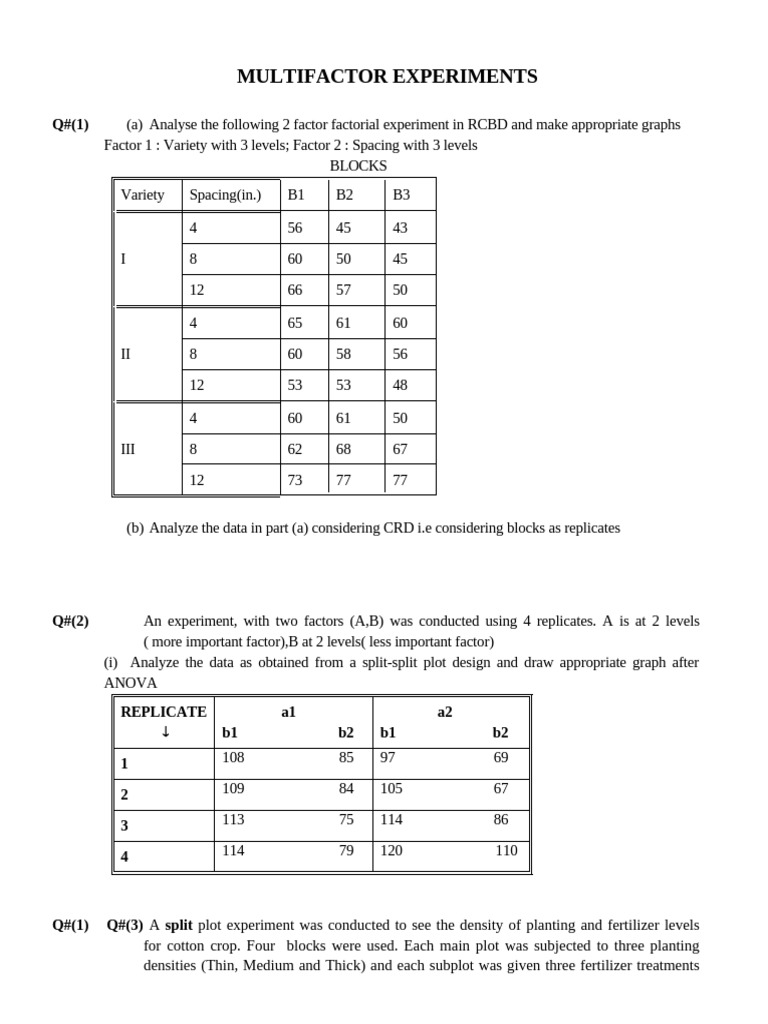 Multi-Factor Experiment Analysis | PDF | Design Of Experiments ...