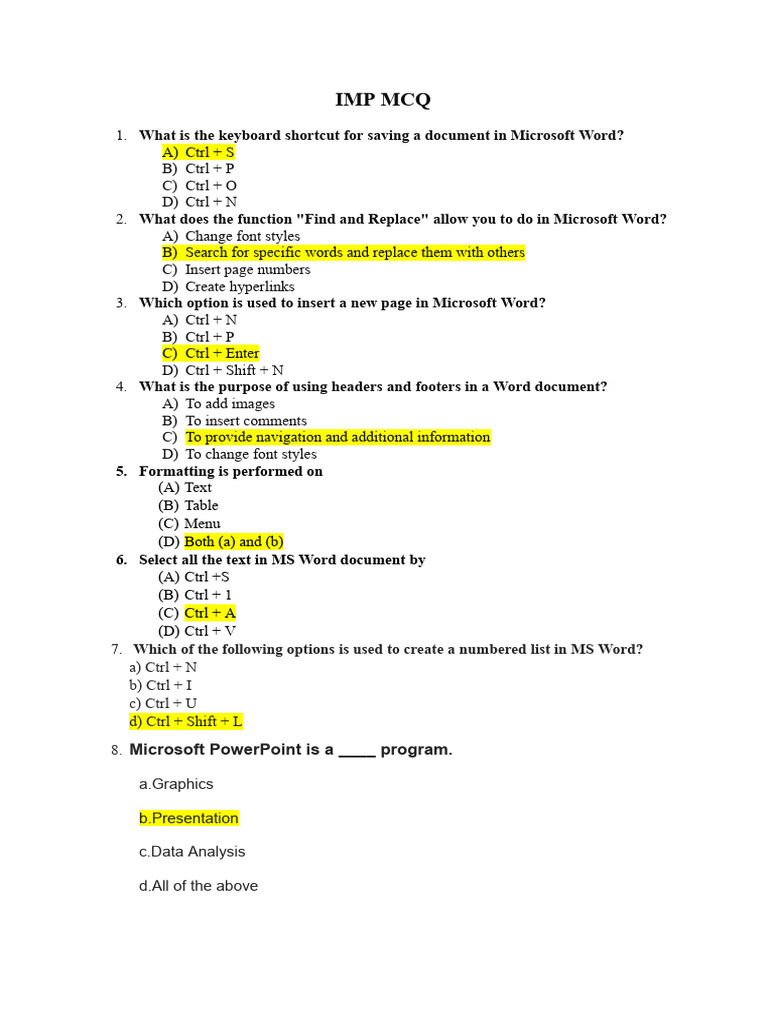Imp MCQ Fundamental of Computer Application | PDF