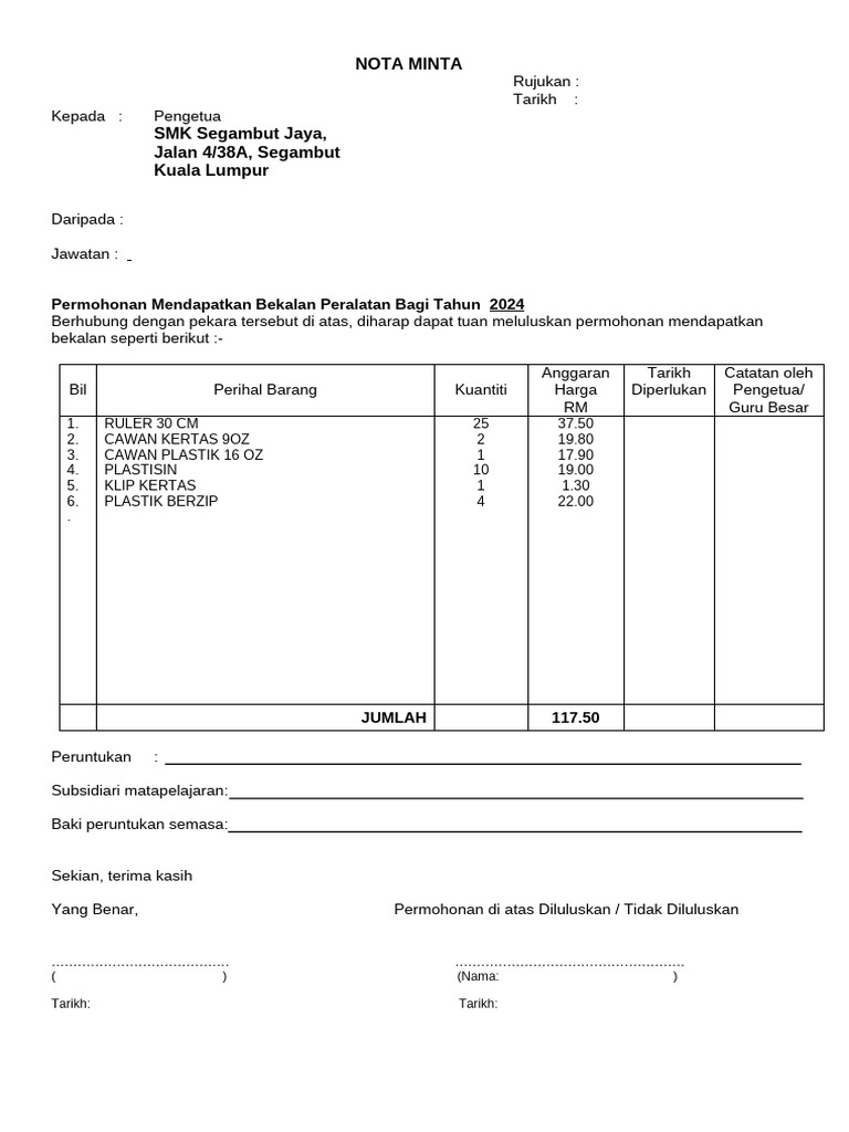 Nota Minta Great Concept 1 | PDF