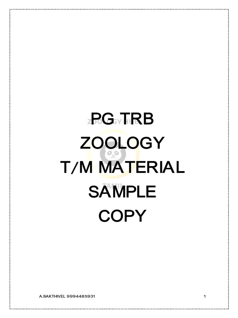 Trb Zoology Tm 12 Unit Sample | PDF