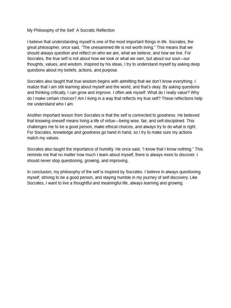 Socratic Reflection on Self-Discovery | PDF