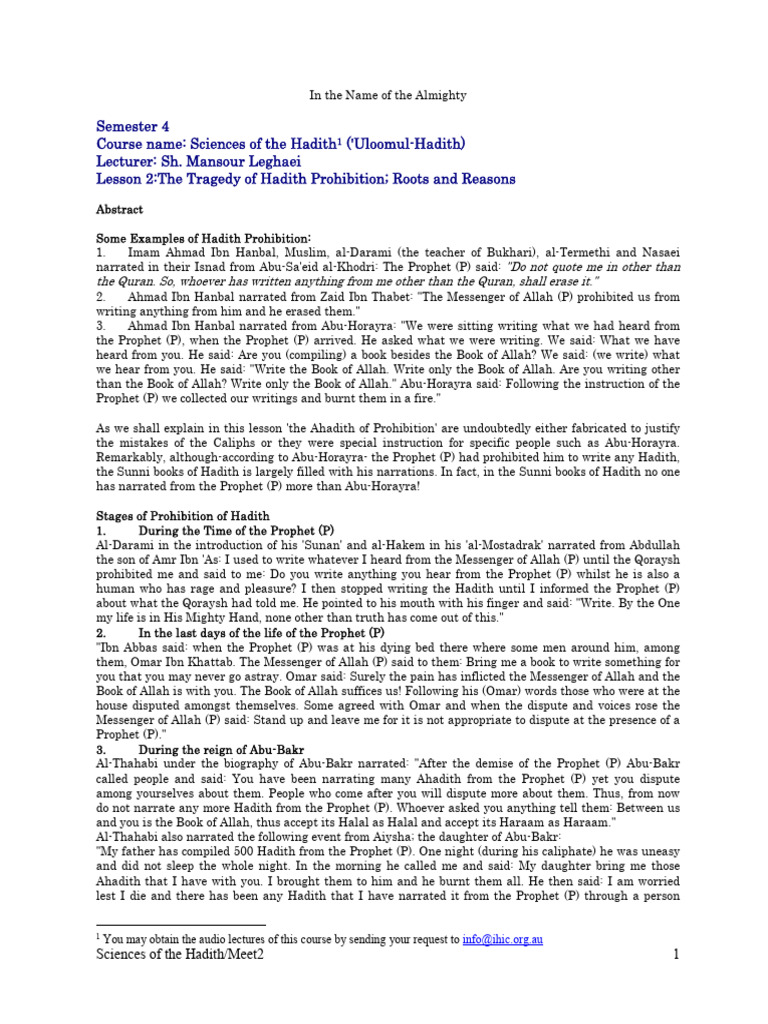 On Hadith-2 | PDF | Hadith | Muhammad