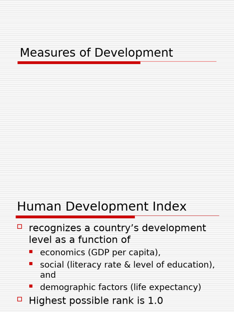 MEASURES OF DEVELOPMENT HDI | PDF | Gross Domestic Product | Developing Country