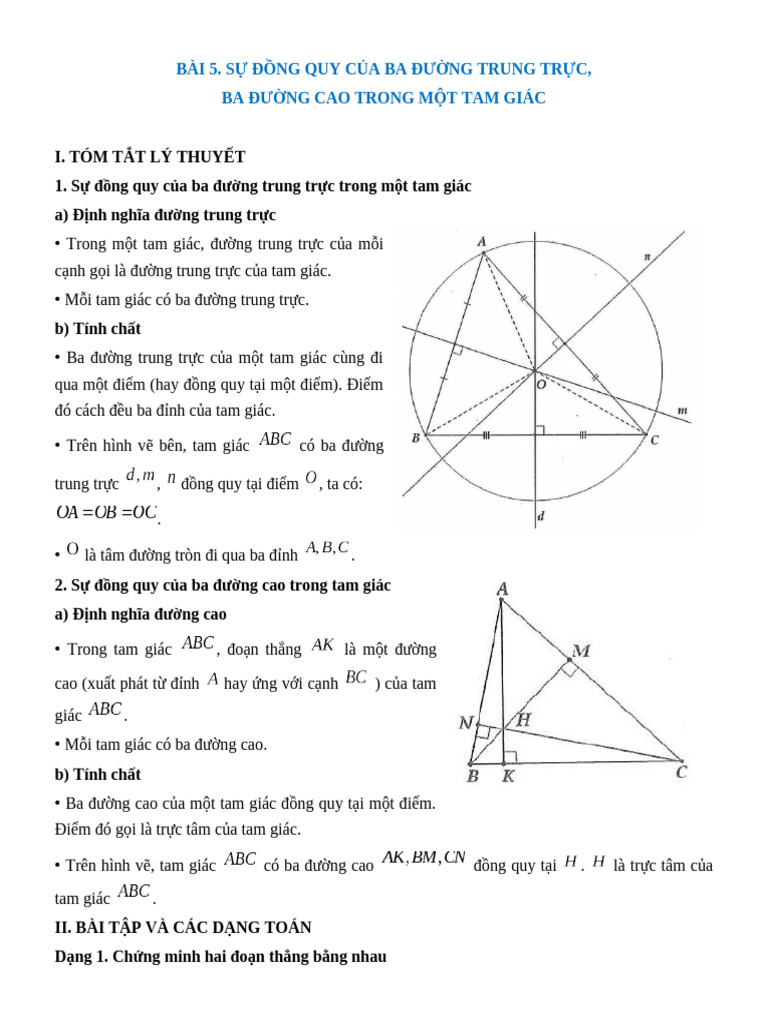 C9. Bài 5. S Đ NG Quy C A Ba Đư NG Trung TR C, Ba Đư NG Cao Trong M T ...