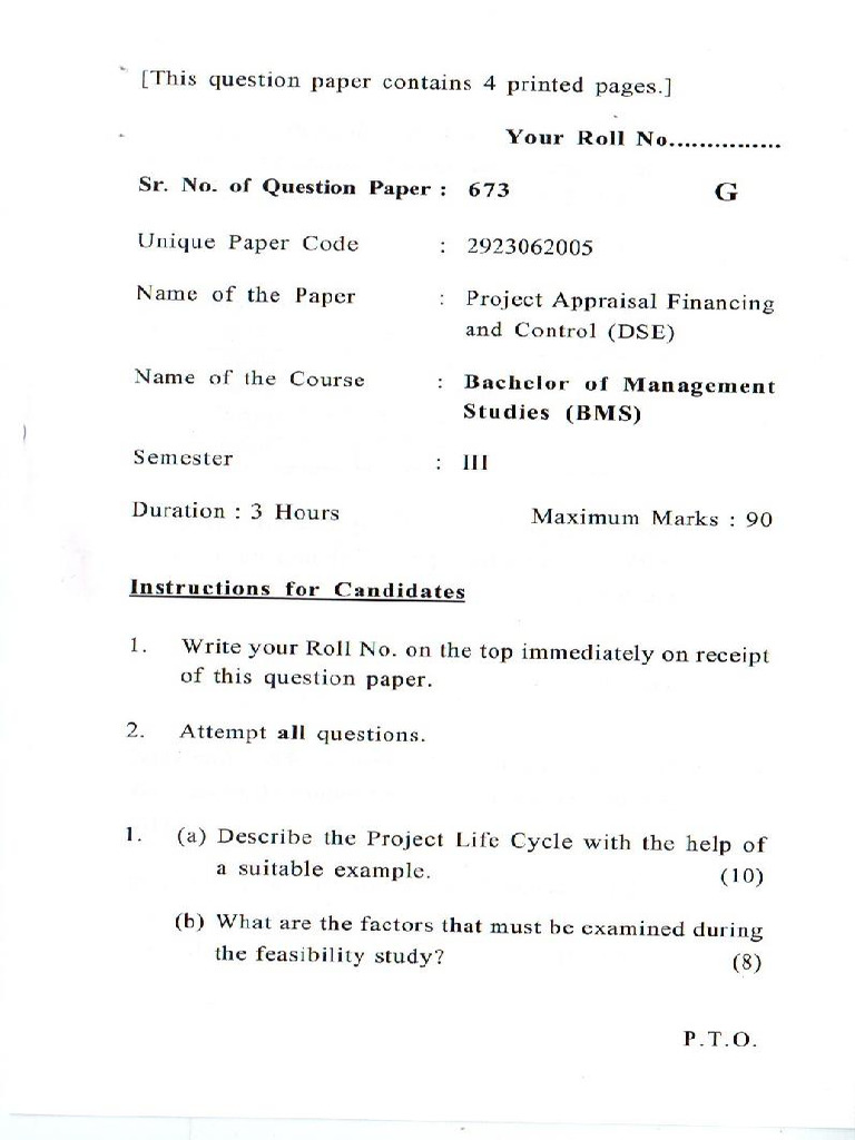 2024 - Project - Appraisal - Financing - and - Control (DSE) BMS | PDF