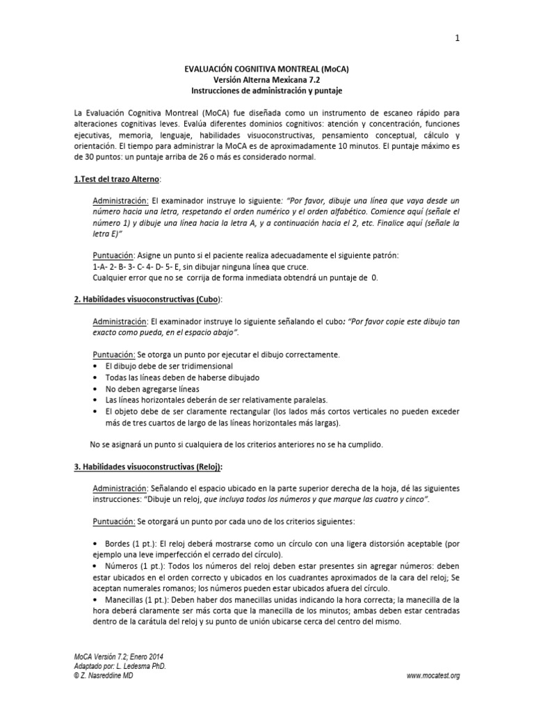 MOCA Instructions Spanish | PDF | Reloj
