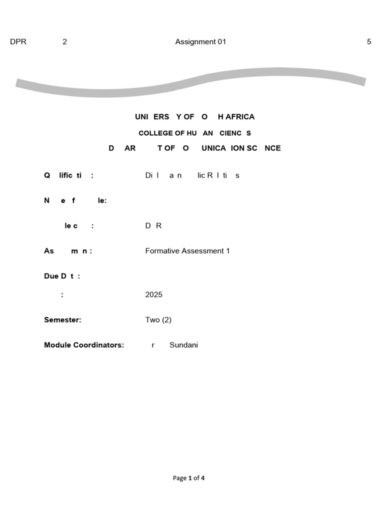 DPR3706 - Semester 02 - Assignment 01 - 2025 | PDF | Corporate Social Responsibility