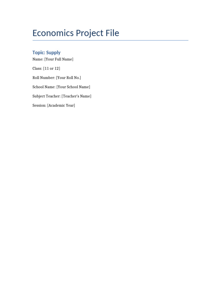 Economics Project Supply Part1 | PDF | Supply (Economics) | Economics