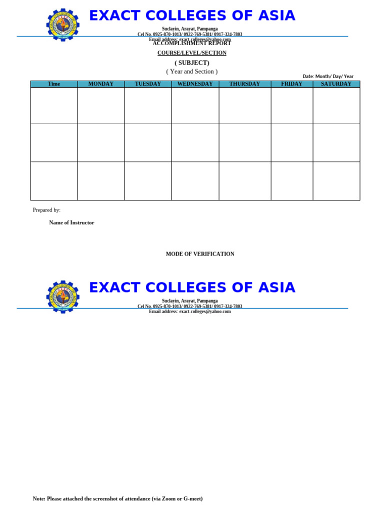 Accomplishment Report Format | PDF