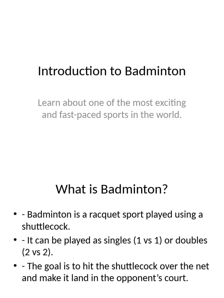 Introduction To Badminton | PDF