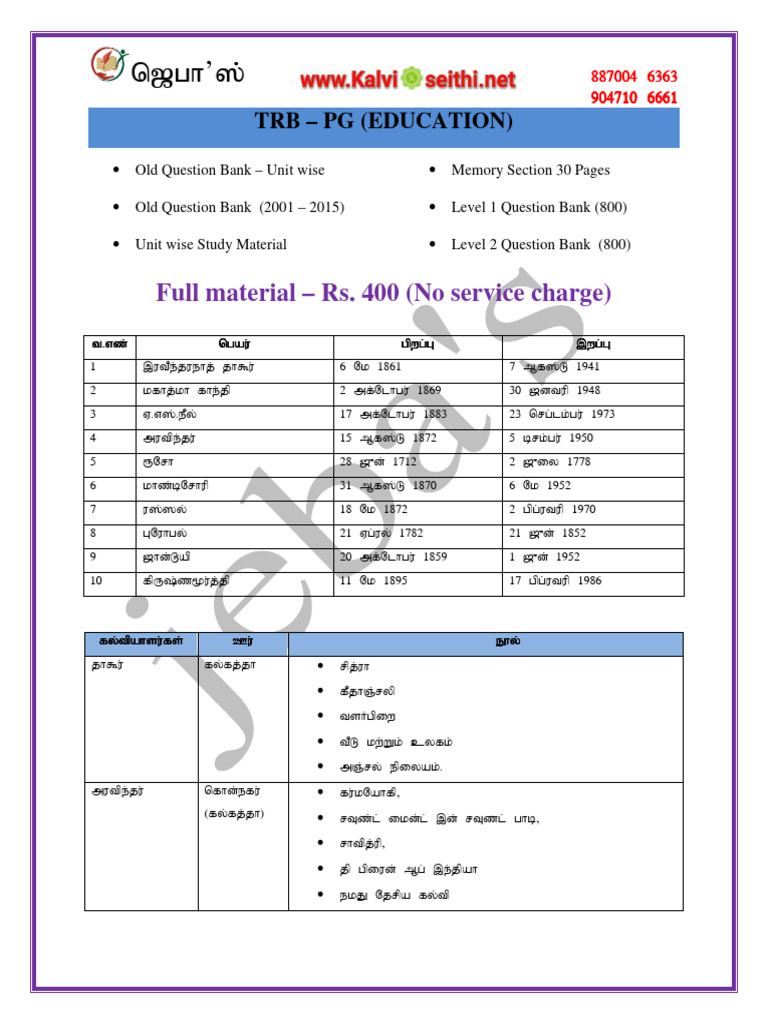 Kalviseithi - TRB PG - 3 | PDF