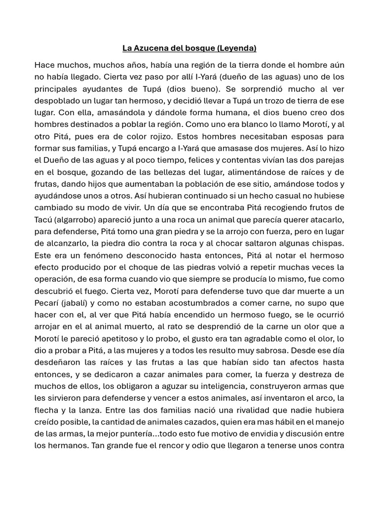 La Azucena Del Bosque - Resumen | PDF