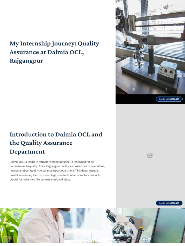 My Internship Journey Quality Assurance at Dalmia OCL Rajgangpur | PDF | Analytical Chemistry ...