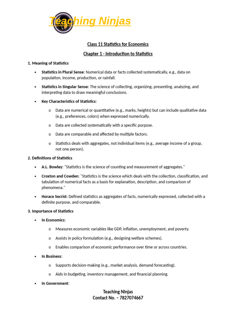 Chapter 1 - Introduction To Statistics | PDF | Statistics | Data