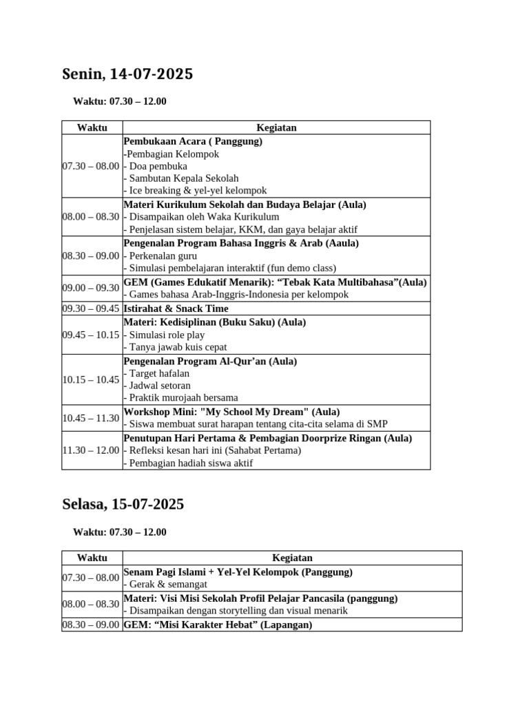 Rundown Acara MPLS | PDF