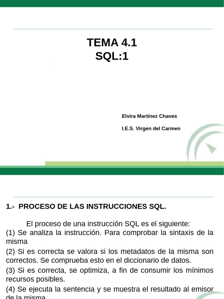 Proceso y Sintaxis de Instrucciones SQL | PDF | SQL | Ingeniería de ...