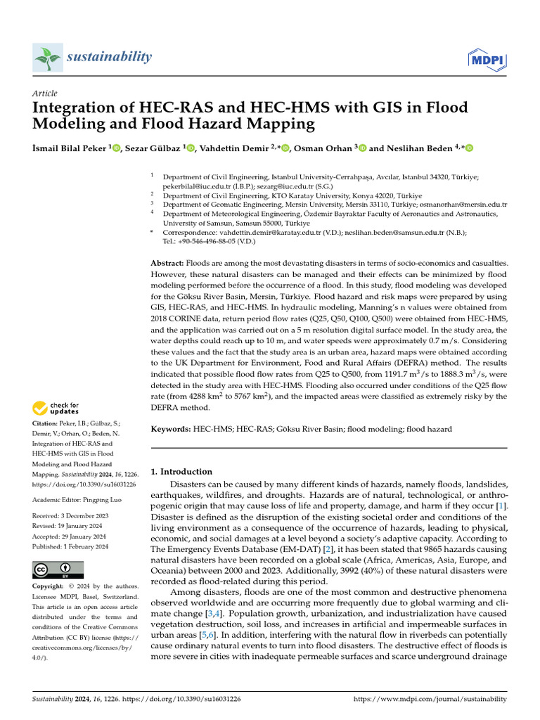 Sustainability 16 01226 v2 | PDF | Flood | Hydrology