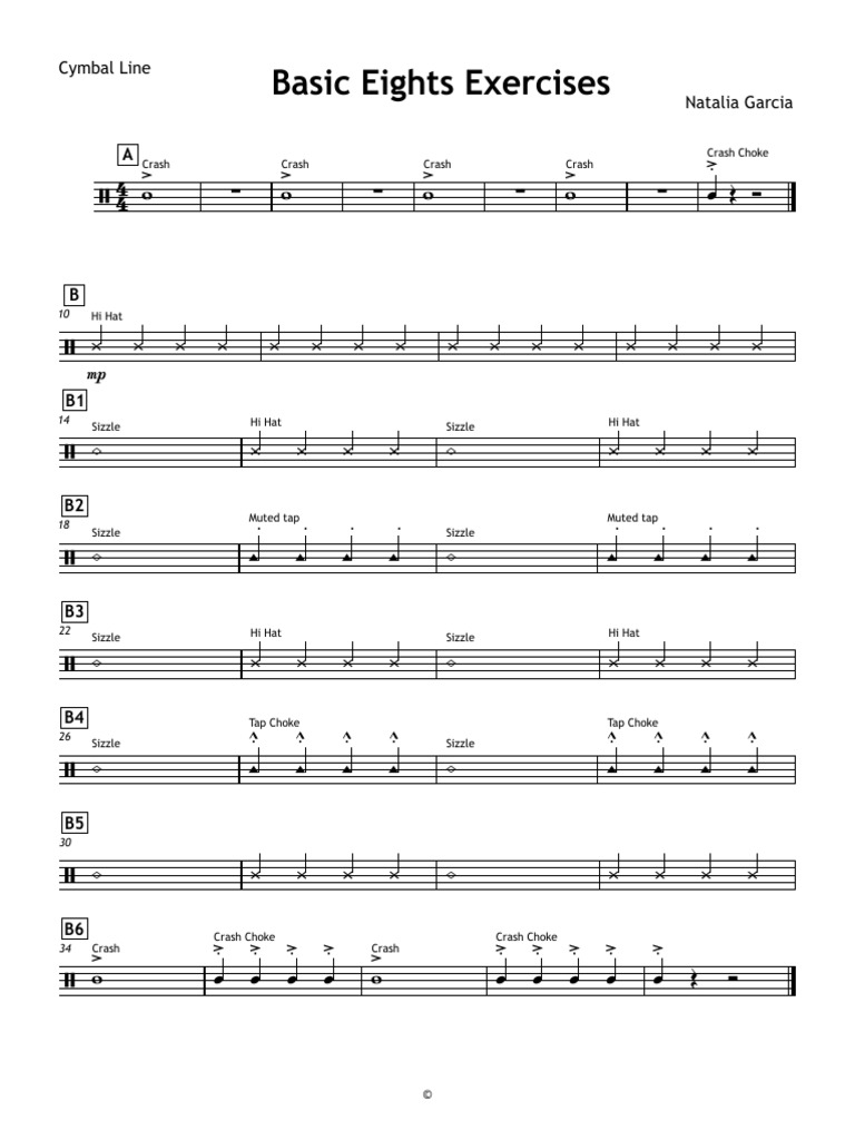 Basic Eights Exercises-Cymbal - Line | PDF | Chess | Percussion Instruments