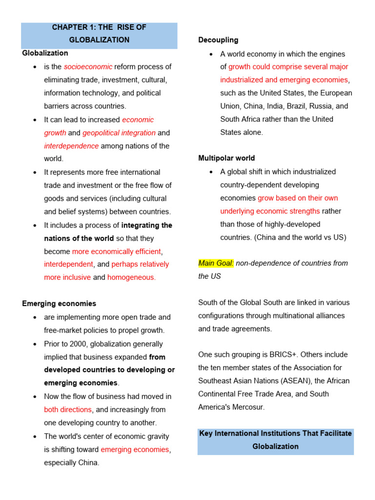 Intbus Reviewer - Chapter 1-4 | PDF | North American Free Trade Agreement | Globalization