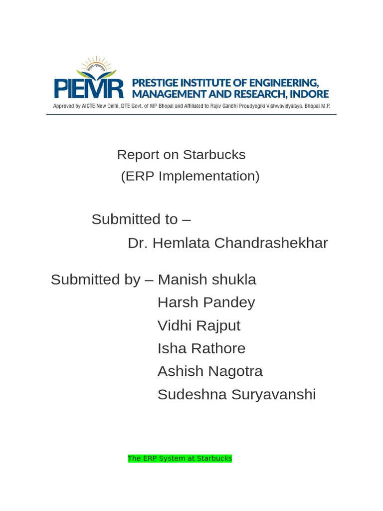 Starbucks ERP System Effectiveness Report | PDF | Enterprise Resource ...