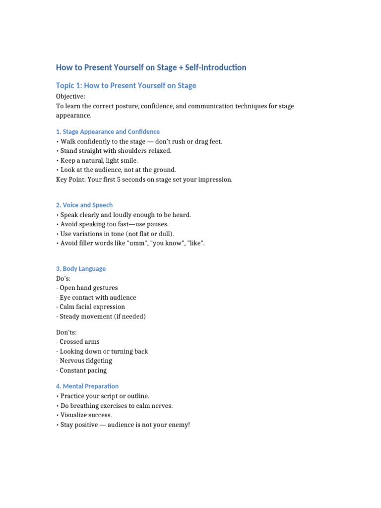Effective Self-Introduction Techniques | PDF | Body Language ...