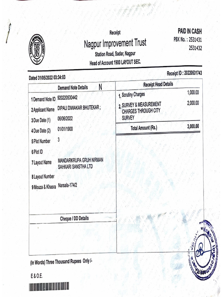 NIT # Reciept | PDF | Payments