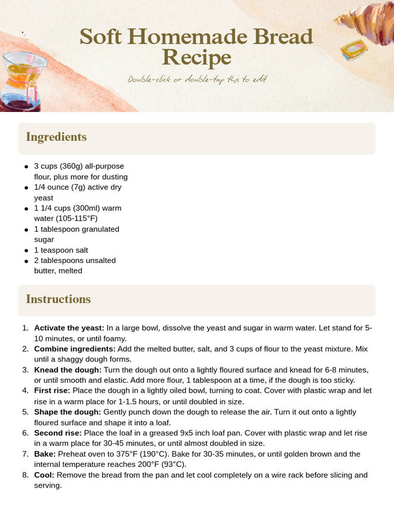 Soft Homemade Bread Recipe Guide | PDF