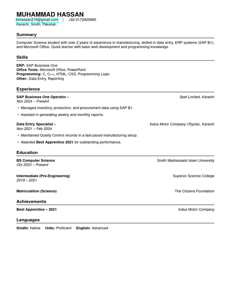 Hassan Resume | PDF