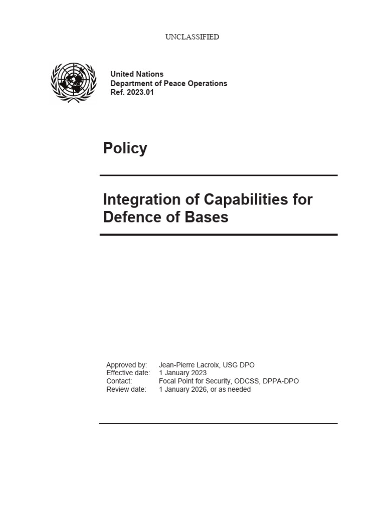 Integrated Base Defence Policy Overview | PDF | Peacekeeping | Military
