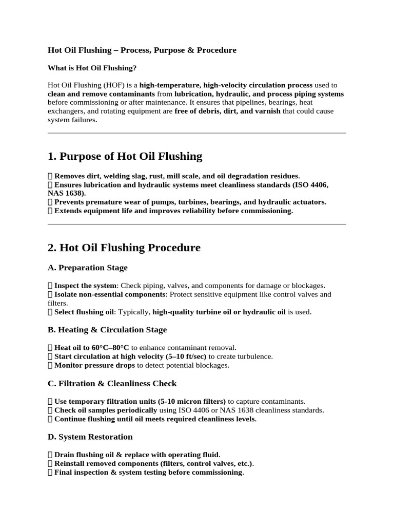 Hot Oil Flushing | PDF