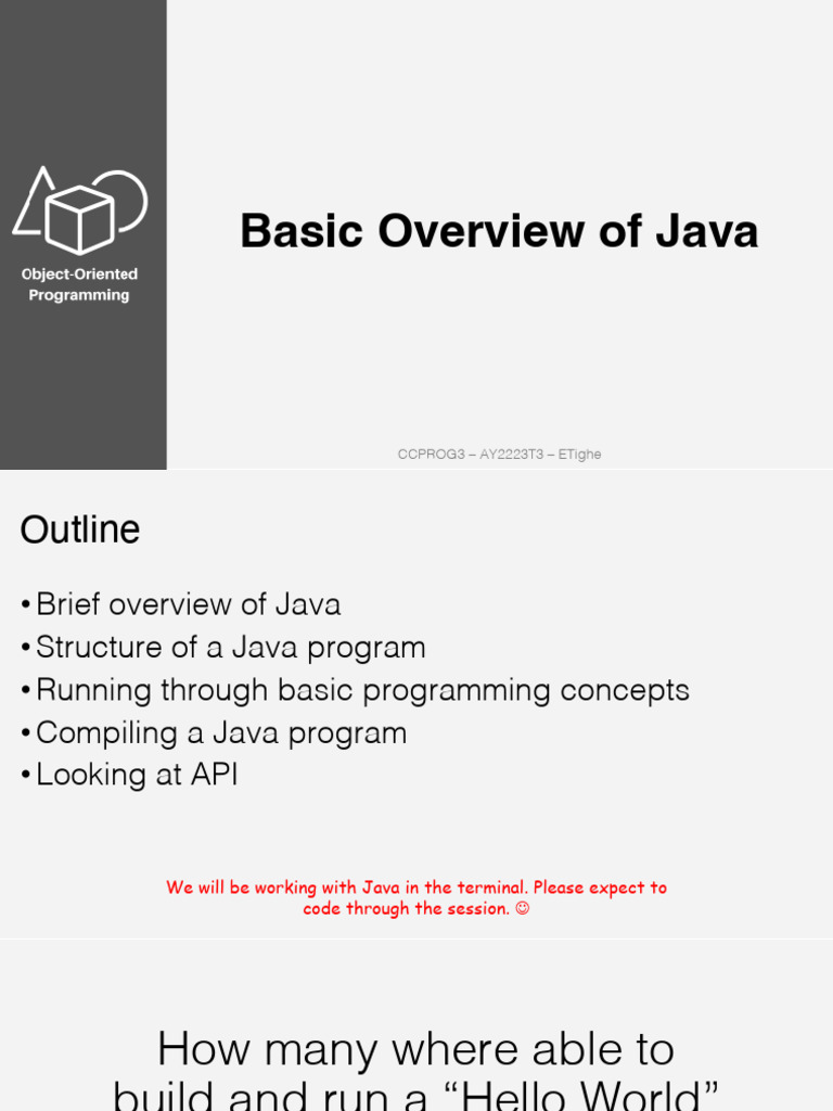 3 - Basic Overview of Java | PDF | Java (Programming Language) | Class (Computer Programming)