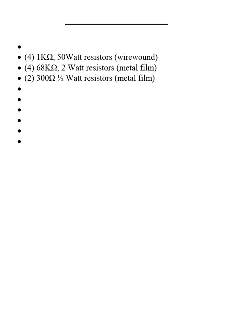 Capacitor Drain Project Parts List | PDF