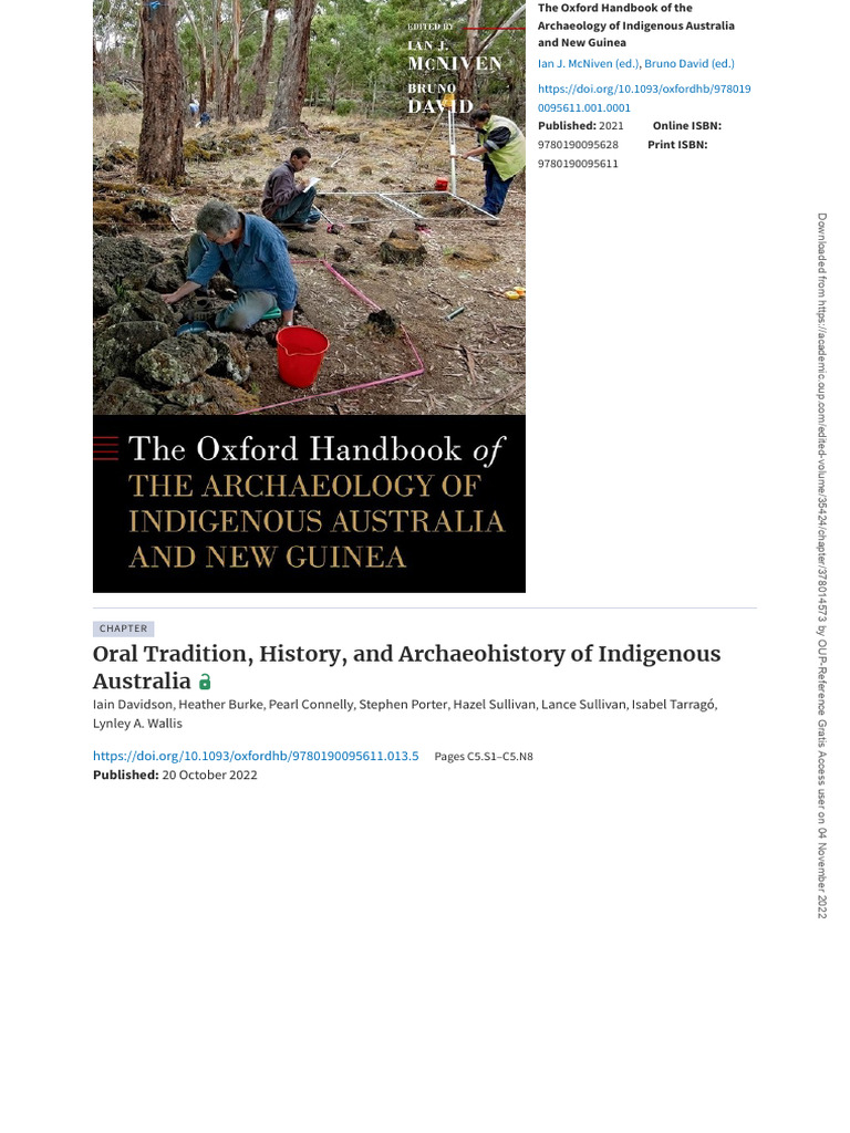 Oral Tradition, History, and Archaeohistory of Indigenous Australia | PDF