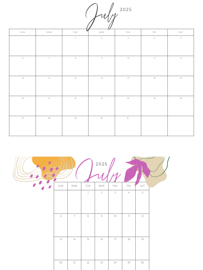 Feminine Calendar July 2025 Monthly Planner - 20250722 - 194251 - 0000 ...