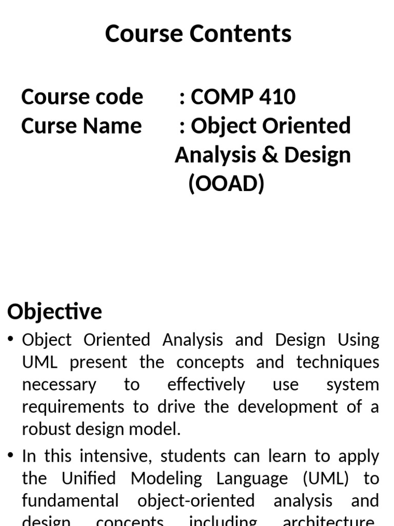Chapter 01 Object Oriented Analysis and Design (OOAD) | PDF | Unified Modeling Language | Object ...