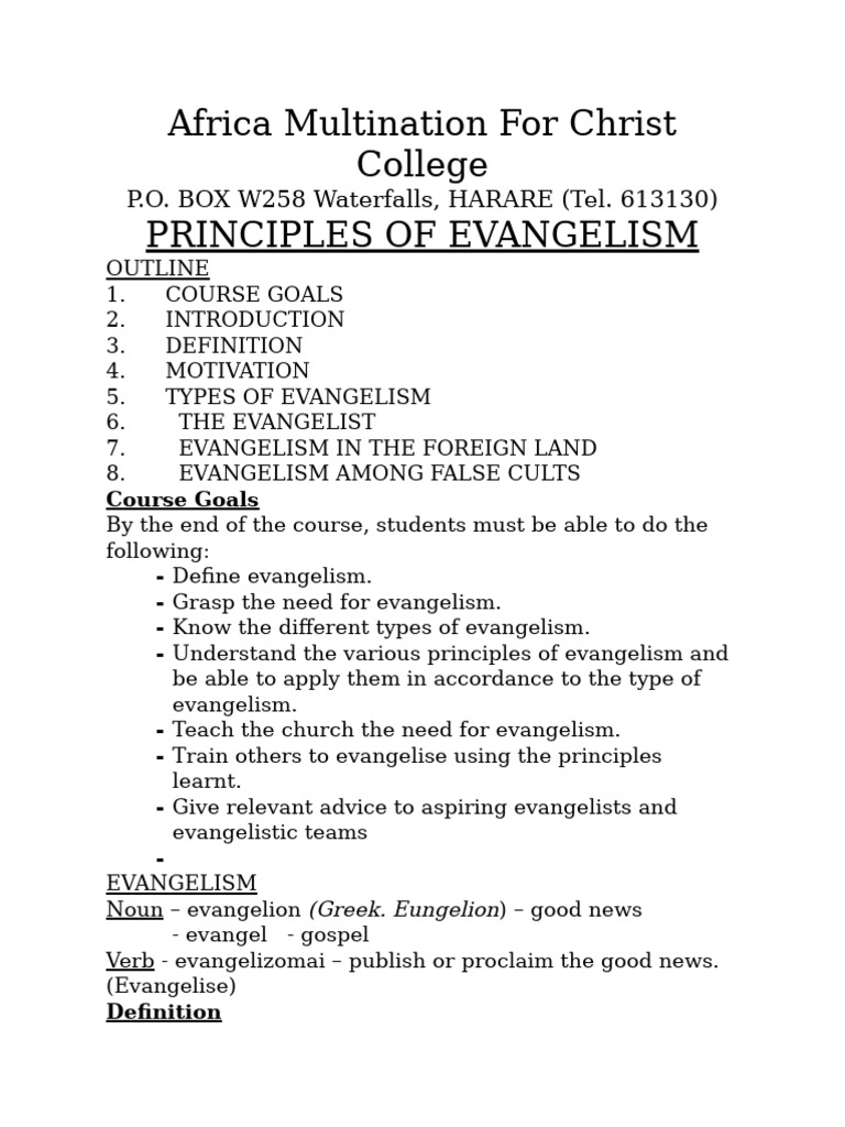 Principles of Evangelism Explained | PDF | Jesus | Salvation