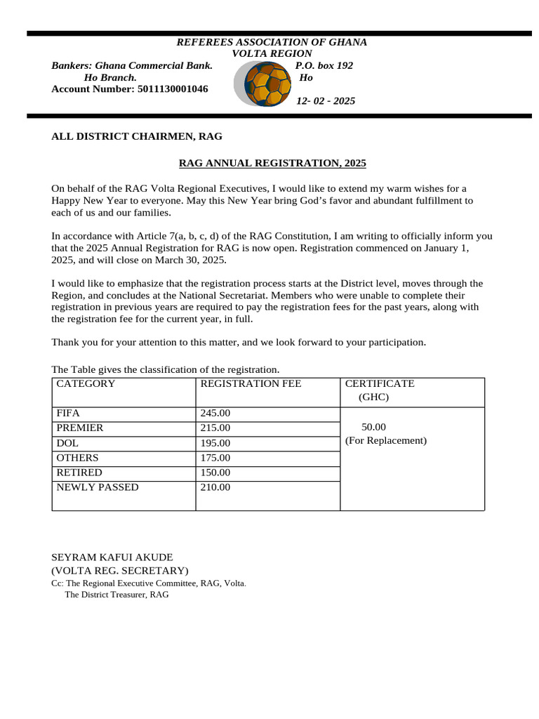 2025 Volta Reg Registration Letter | PDF