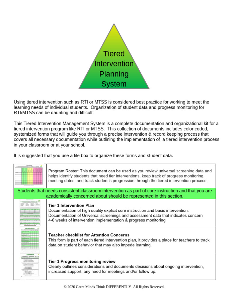 Tiered Intervention Planning System | PDF | Learning Disability ...