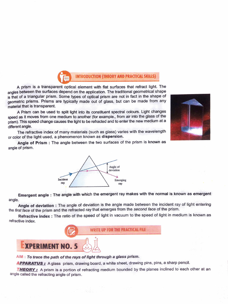 Physics Practical 1 Prism | PDF | Refraction | Refractive Index