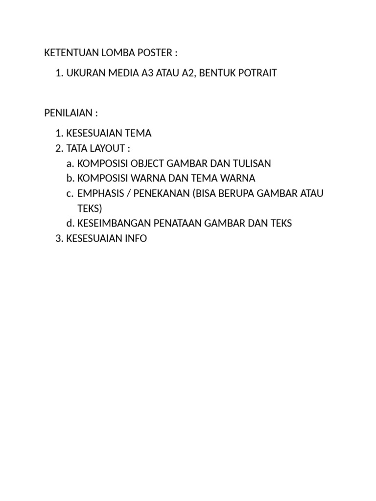 Ketentuan Lomba Poster | PDF