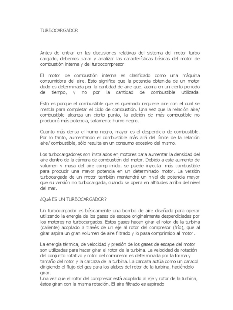 Analisis de Turbocargador | PDF | Turbocompresor | Motor de combustión ...