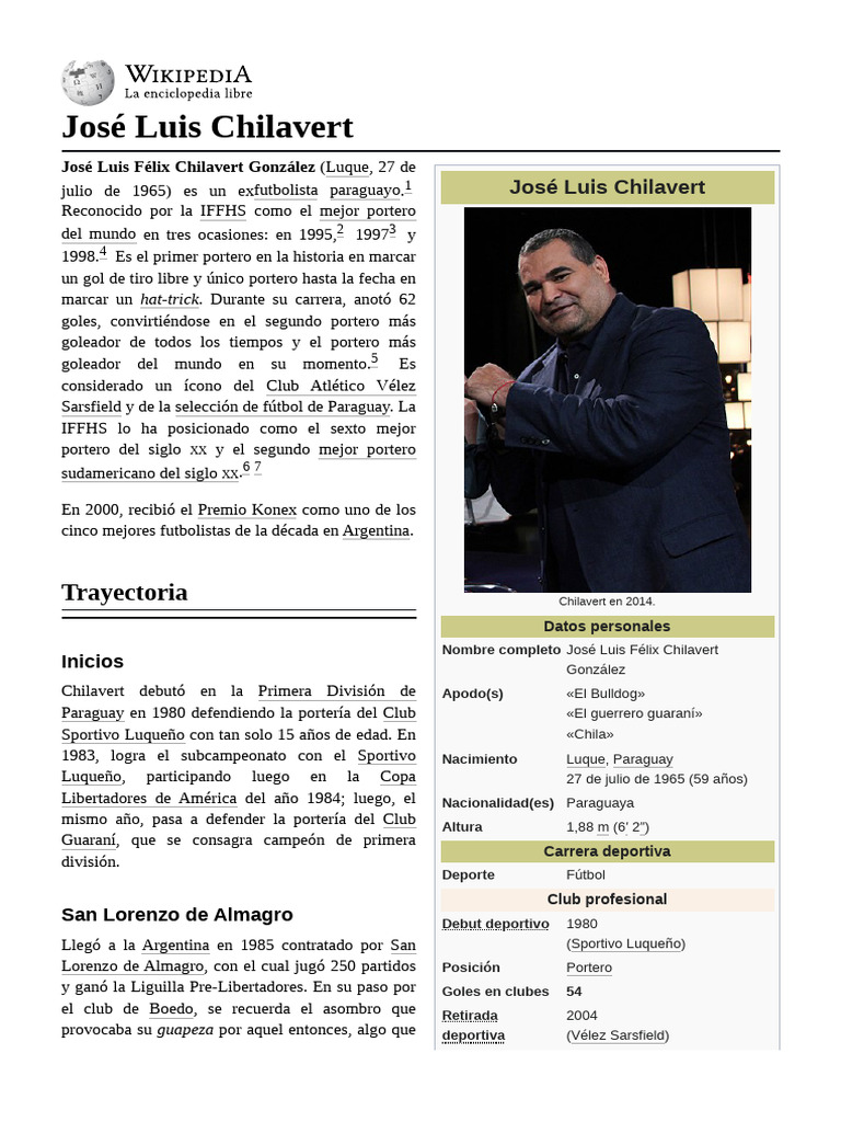 José Luis Chilavert | PDF | Asociación de equipos de fútbol ...