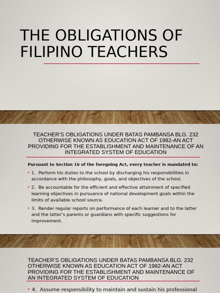 The Obligations of Filipino Teachers | PDF | Teachers | Accountability