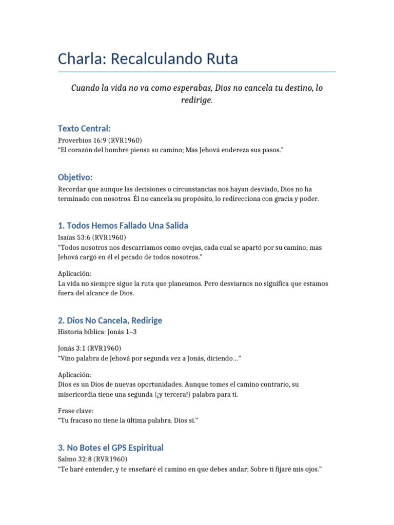Recalculando Ruta: Redirección Divina | PDF