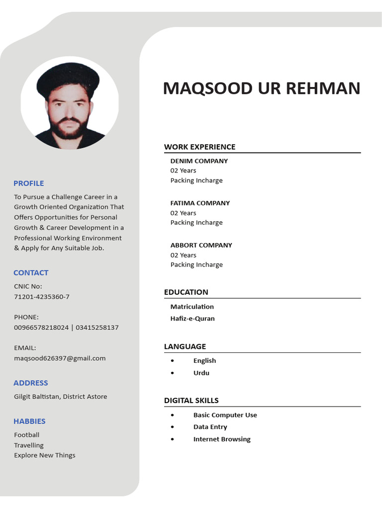 Maqsood Rehman CV | PDF
