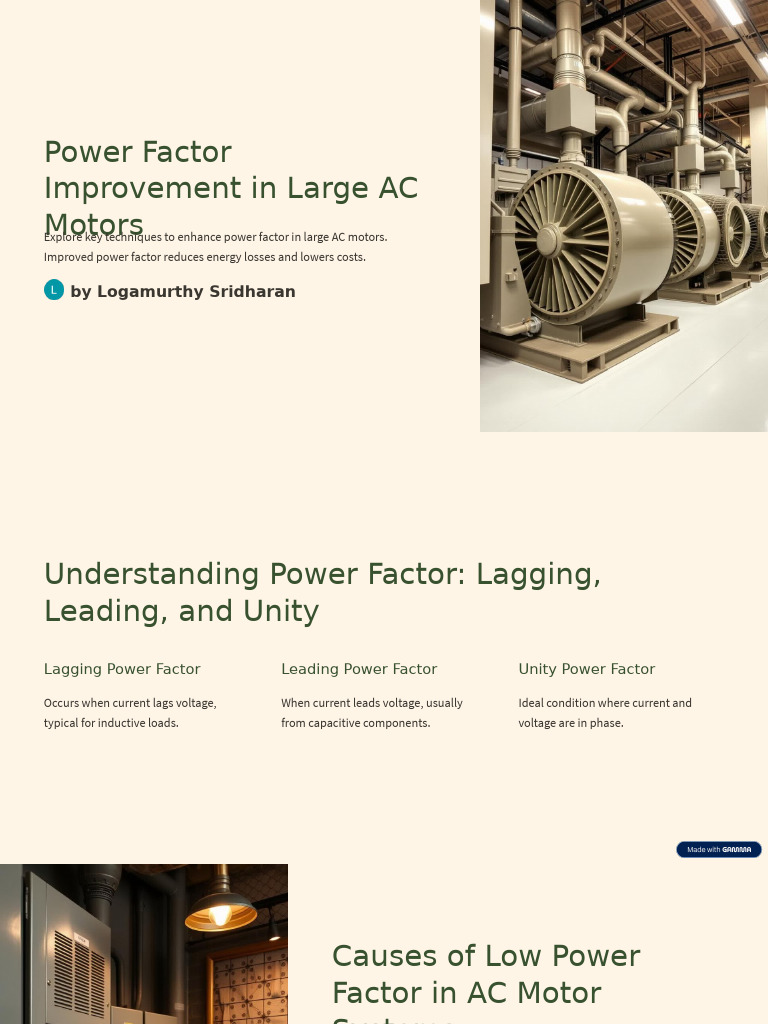 Power Factor Improvement in Large AC Motors | PDF | Capacitor ...