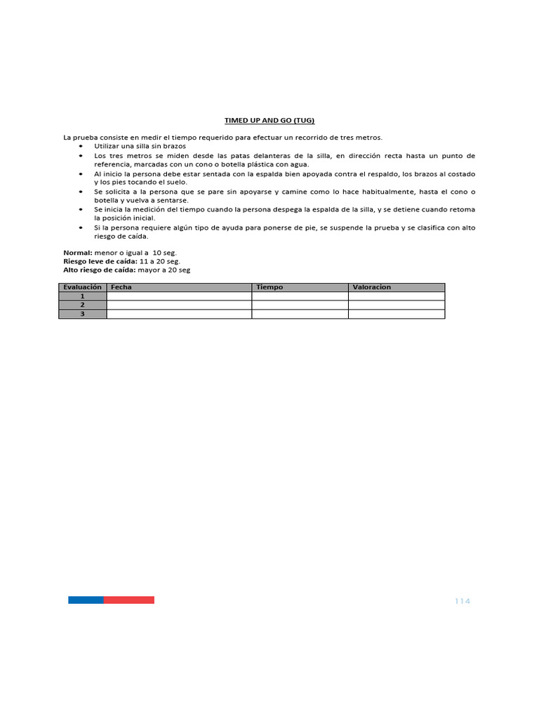 Timed Up and Go (TUG) | PDF